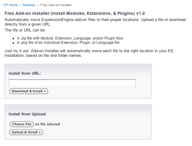 ExpressionEngine: “Freo Add-on Installer” makes installing add-ons a breeze | Phil Freo – Full ...